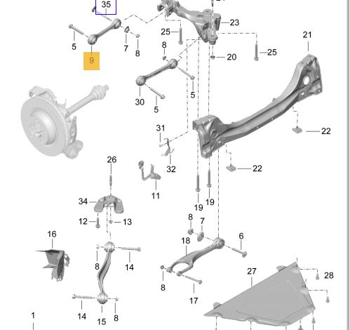 Porsche 991 Gen 1 & Gen 2 Rear Axle Suspension Tie Rod - 99133104503 ...